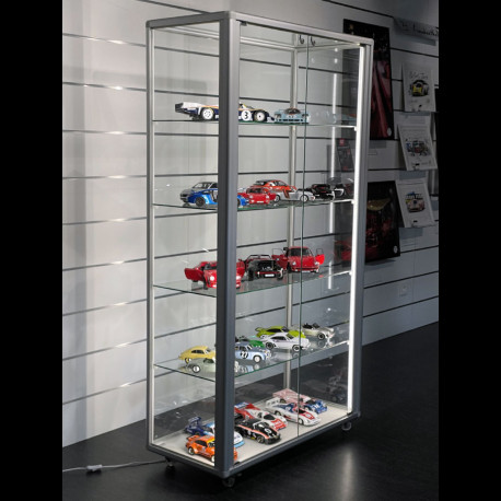 Large Glass/Aluminum Showcase with LED lighting for Porsche 1/18 and 1/ ...