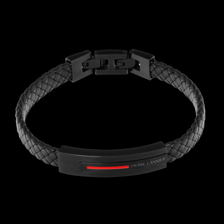 Men's automotive-inspired bracelet Paddock Black / Red Steel and ...
