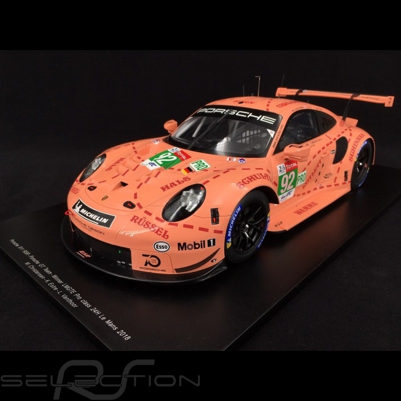 Porsche 911 RSR typ 991 n° 92 "Rosa sau" Sieger Le Mans 2018 1/12 Spark ...
