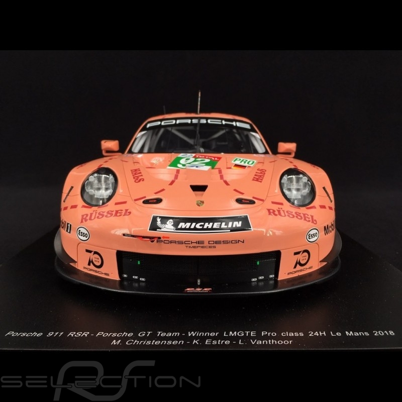 Porsche 911 RSR typ 991 n° 92 "Rosa sau" Sieger Le Mans 2018 1/12 Spark ...