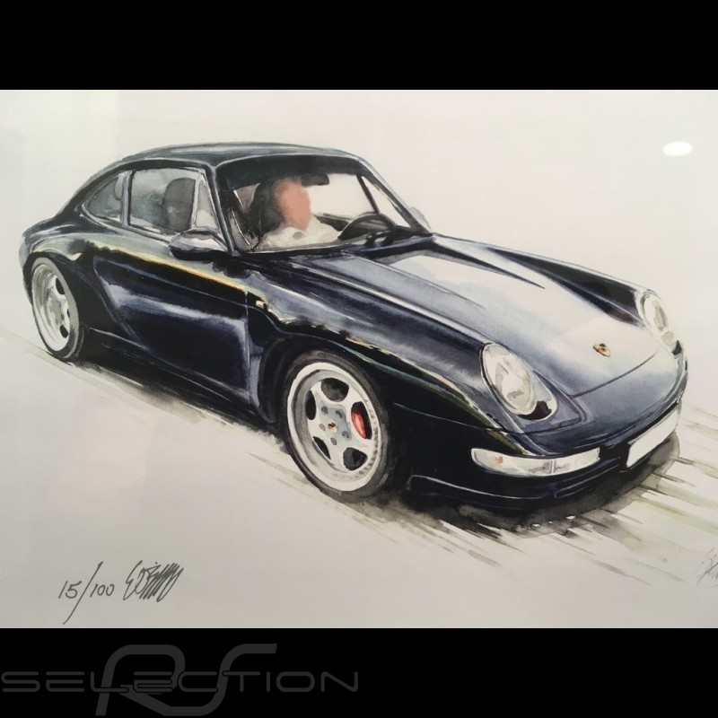 Porsche 911 typ 993 Carrera im schwarz Schwarz Rahmen mit Schwarz-Weiß ...