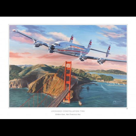 Poster Lockheed Constellation San Francisco original drawing by ...
